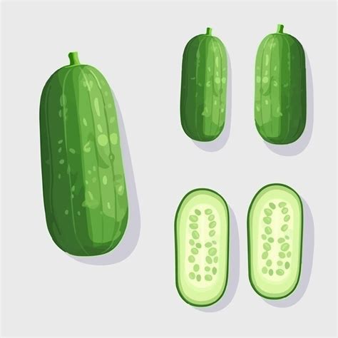 Premium Vector A Set Of Minimalist Cucumber Illustrations That Are