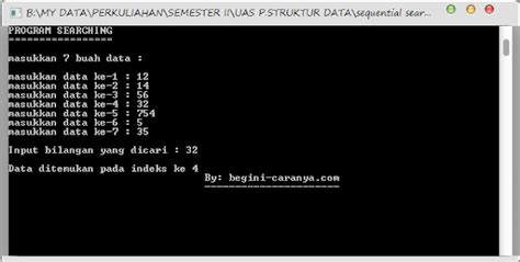 pemrograman c contoh sequential search pada c sahabat tutorial