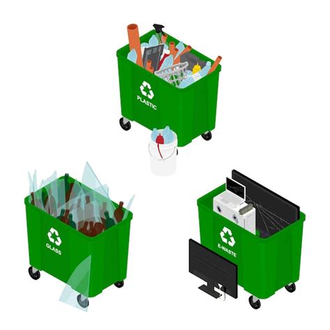 premium vector garbage cans full of sorted garbage vector icons