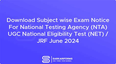Download Subject Wise Exam Notice For National Testing Agency Nta Ugc National Eligibility