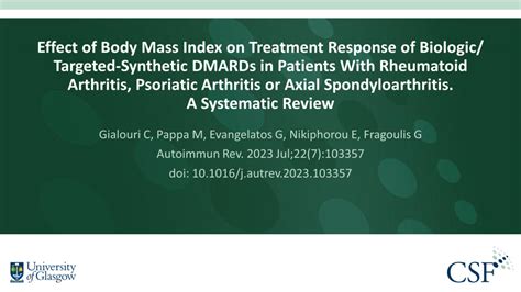 Effect Of Body Mass Index On Treatment Response Of Biologic Targeted Synthetic Dmards In