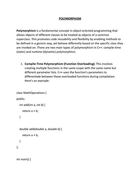 Oop1 Good Polymorphism Polymorphism Is A Fundamental Concept In