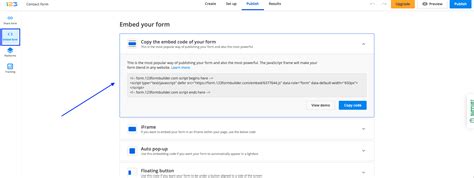 help how to embed forms on 1and1 123formbuilder