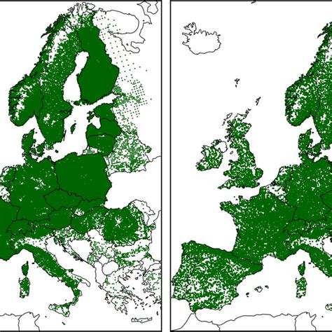 Spatial Distribution Of All The Tree Species Occurrences Left Panel Download Scientific