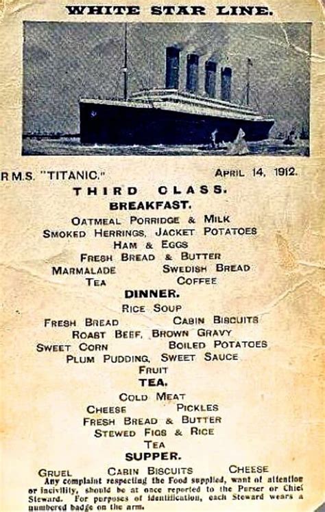 Check Out The First Second And Third Class Menus From The Titanic