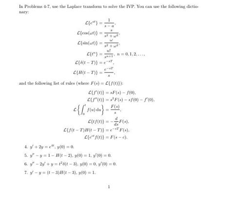 solved in problems 4 7 use the laplace transform to solve