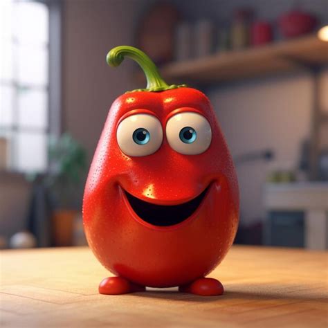 Premium Ai Image Cute Pepper Happy Cartoon Character