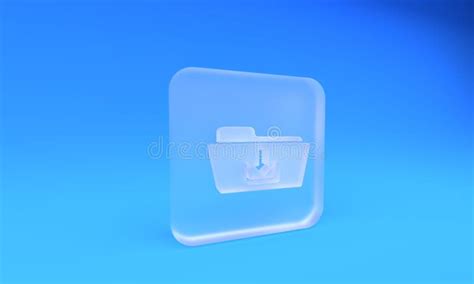 Frosted Glass Folder Download Icon Isolated On Blue Background Square Frosted Glass Button