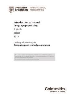 Introduction To Natural Language Processing Introduction To Natural Language Processing Pdf