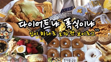 Vlog ㅣ먹방브이로그ㅣ다이어트 한다면서 입이 하나로 모자라 폭식하는 브이로그맘스터치 싸이플렉스버거딥치즈버거명랑핫도그