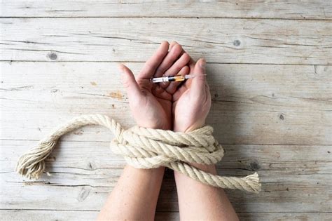 Premium Photo High Angle View Of Woman Tied Up Rope