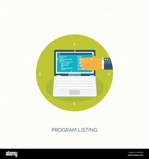 Vector Illustration Program Listing Flat Computing Background Programming Coding Web