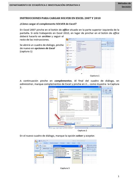 instrucciones para activar solver de excel pdf