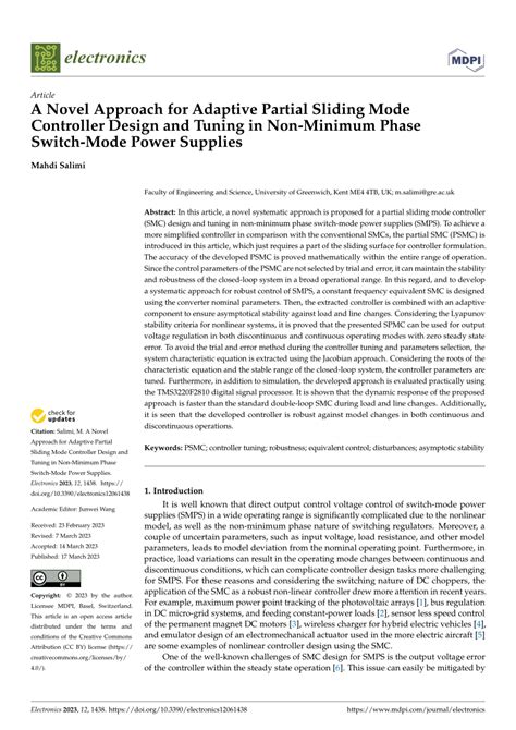Pdf A Novel Approach For Adaptive Partial Sliding Mode Controller