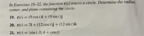 solved in exercises 19 22 the function r t traces a