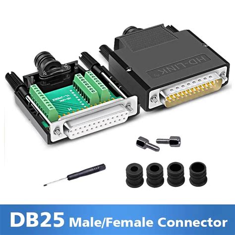 Db25 Connector 25 Pin D Sub Malefemale Breakout Connectors Solder Free