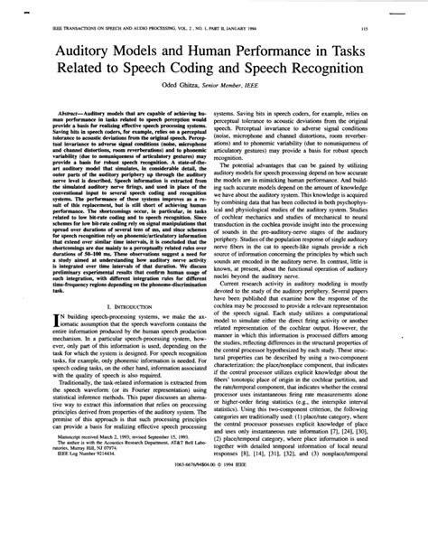Pdf Modern Methods Of Speech Processing