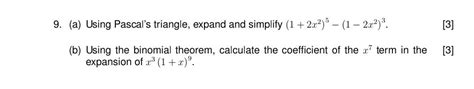 Solved A Using Pascal S Triangle Expand And Simplify Chegg