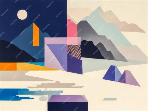 Abstract Background Of Colorful Geometric Shapes In Modern Art Gallery Premium Ai Generated Image