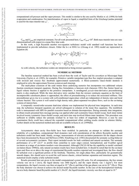 Validation of High Reynolds Number, Unsteady Multi-Phase CFD Modeling ...