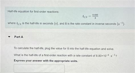 Solved Half Life Equation For First Order