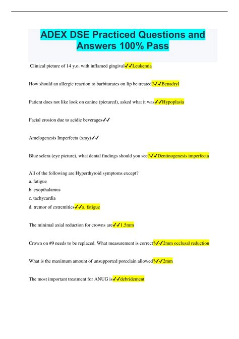 Adex Dse Practiced Questions And Answers 100 Pass Adex Dse Practiced