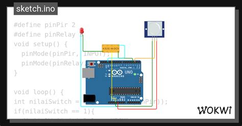 praktik arduino led relay dan pir jihan wokwi esp32 stm32 arduino