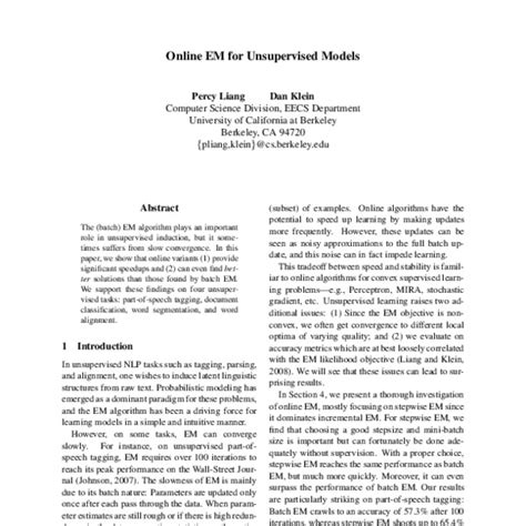 Online Em For Unsupervised Models Acl Anthology