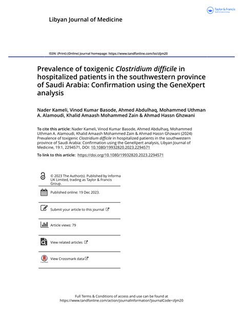 Pdf Prevalence Of Toxigenic Clostridium Difficile In Hospitalized Patients In The Southwestern