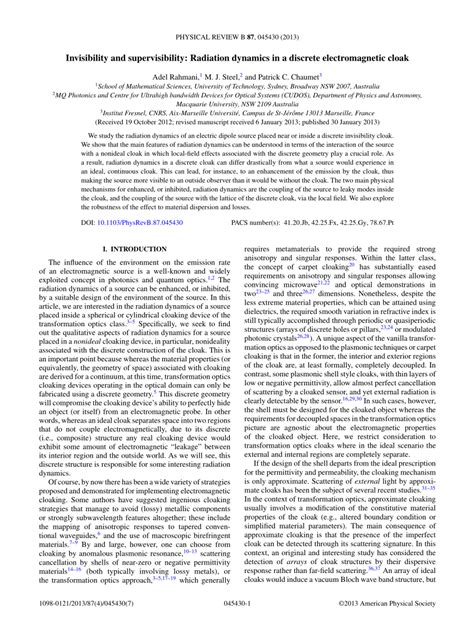 Pdf Invisibility And Supervisibility Radiation Dynamics In A