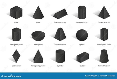 Collection Of Geometrical Shapes Volumetric Basic Geometric Shapes Stock Vector Illustration