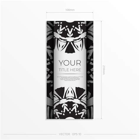 텍스트 및 추상 패턴에 대 한 공간을 가진 검은 장신구 초대 카드 디자인 럭셔리 벡터 디자인 엽서 흰색 색상 프리미엄 벡터