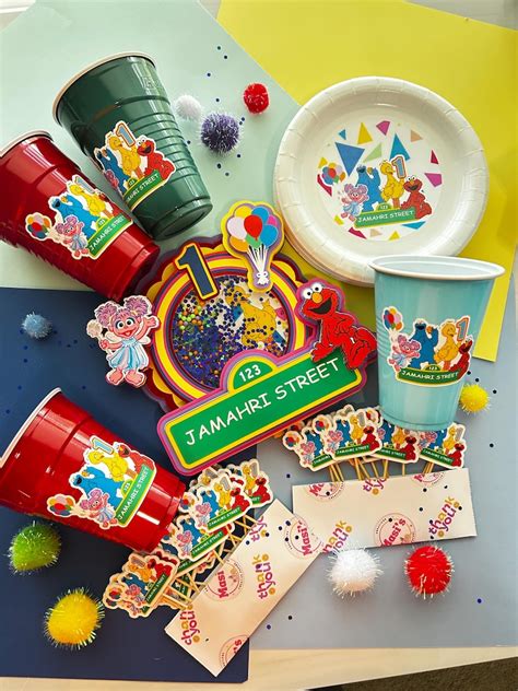 Sesame Street Birthday Party Pack Custom Cake Topper Cups Plates Etsy