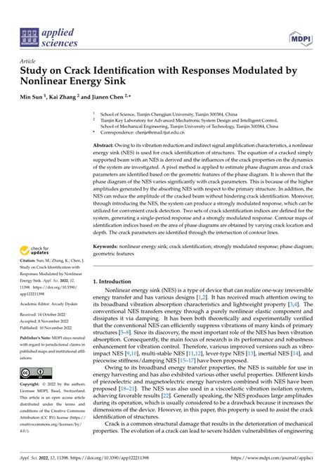 PDF Study On Crack Identification With Responses Modulated By Nonlinear Energy Sink