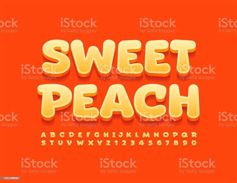 벡터 오렌지 기호 달콤한 복숭아 알파벳 문자와 숫자의 3d 만화 스타일 세트 0명에 대한 스톡 벡터 아트 및 기타 이미지 0명 건강한 생활방식 건강한 식생활 Istock