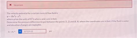 solved incorrect the velocity potential for a certain