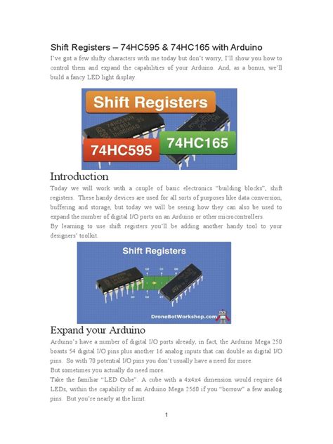 Shift Registers 74hc595 And 74hc165 With Arduino Pdf Electronic