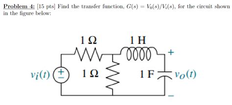 Solved Problem 4: 15pts ﻿Find the transfer function, | Chegg.com