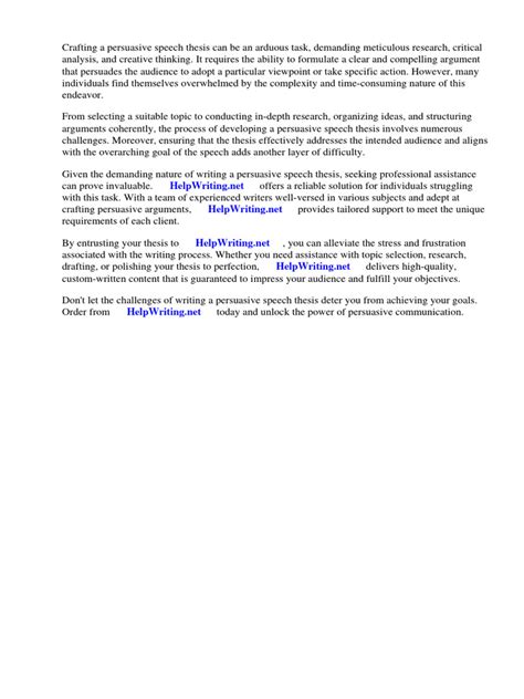 Persuasive Speech Thesis Ideas Pdf