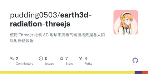 GitHub pudding earth d radiation threejs 使用 Three js 绘制 D 地球来演示气候栅格数据与太阳辐射栅格数据