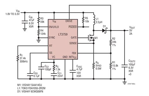 lt3759 1 8v to 3 3v input 5v 2a output boost converter circuit