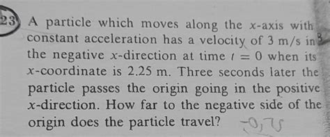Solved A Particle Which Moves Along The X Axis With Constant Chegg