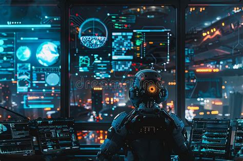 ai robots with screens displaying real time data analysis and learning