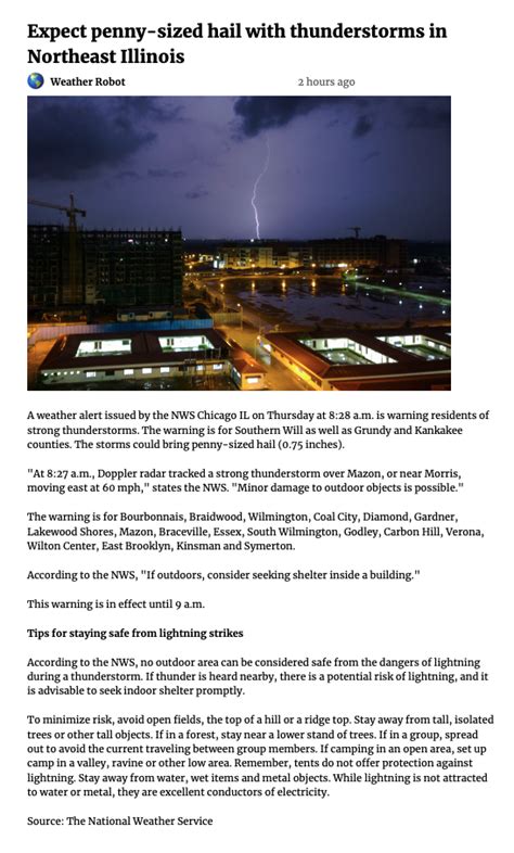 Automated Content About Weather Warnings United Robots