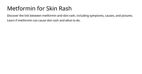Metformin For Skin Rash Meds Is