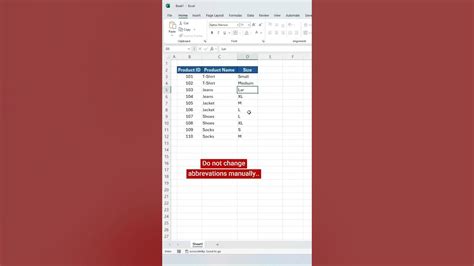 switch formula in excel simplify size abbreviations to full names
