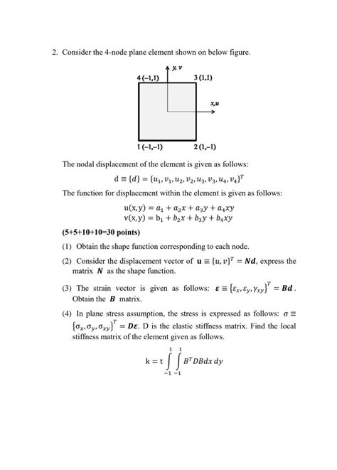 Solved Consider The Node Plane Element Shown On Below Chegg