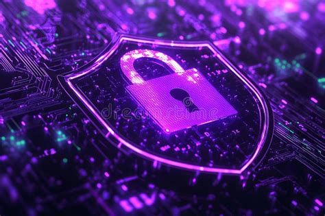 A Purple Computer Screen With A Keypad And A Lock On It Quality Stock