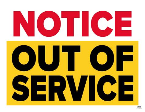 Out Of Service Signs 25 Free Printables Printabulls