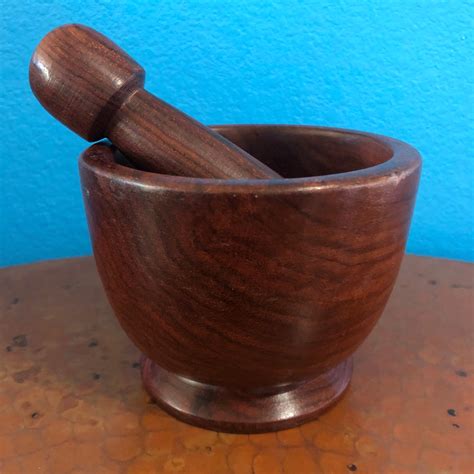 Hand Carved Wood Mortar And Pestle Made With Guamuchil Wood From Mexico